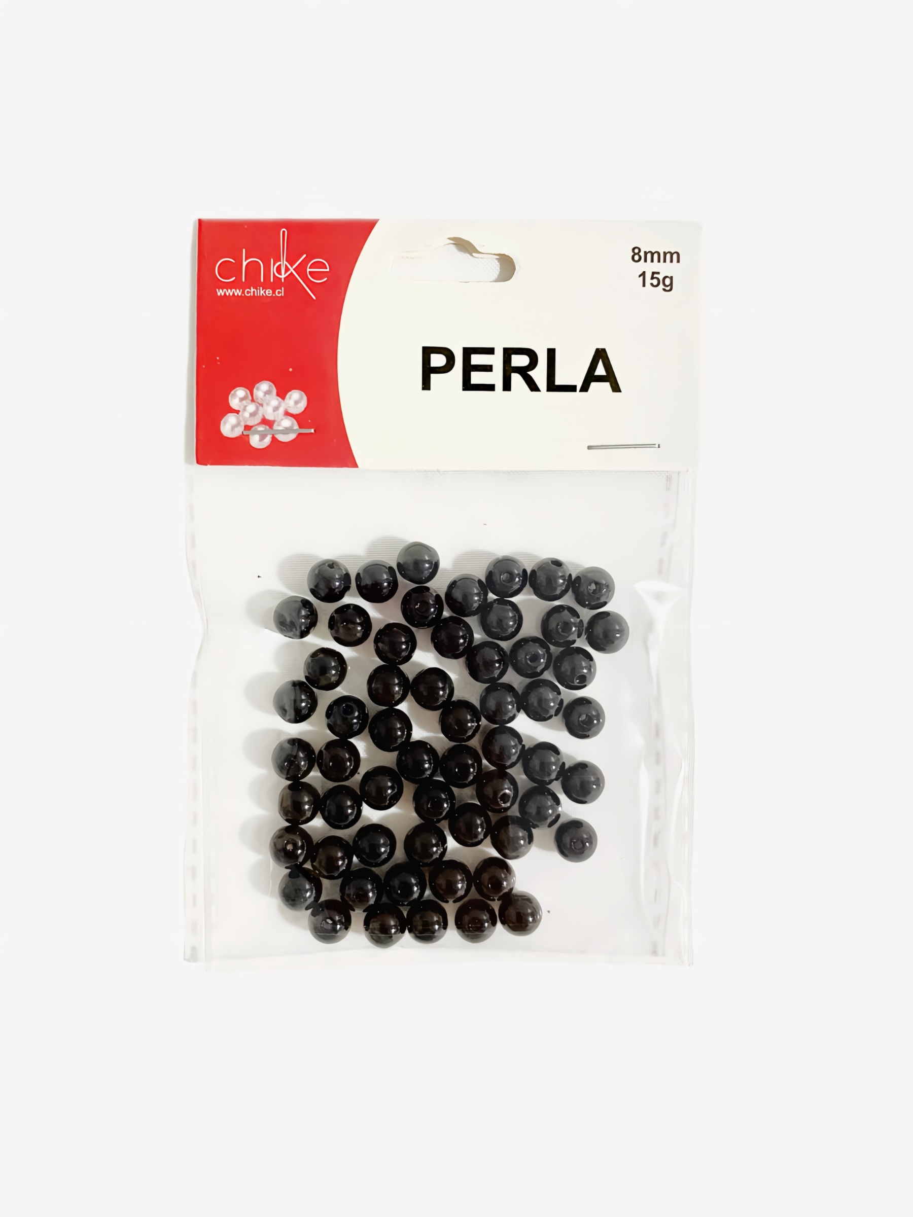 Perla 8mm Negro | Cordonería Chike Envios a Todo Chile!