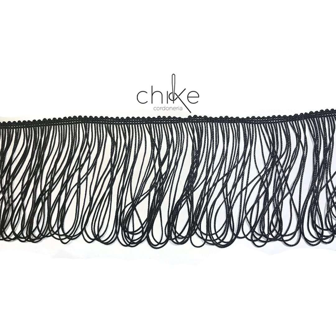 Fleco 15cm Negro 10 metros | Cordonería Chike Envios a Todo Chile