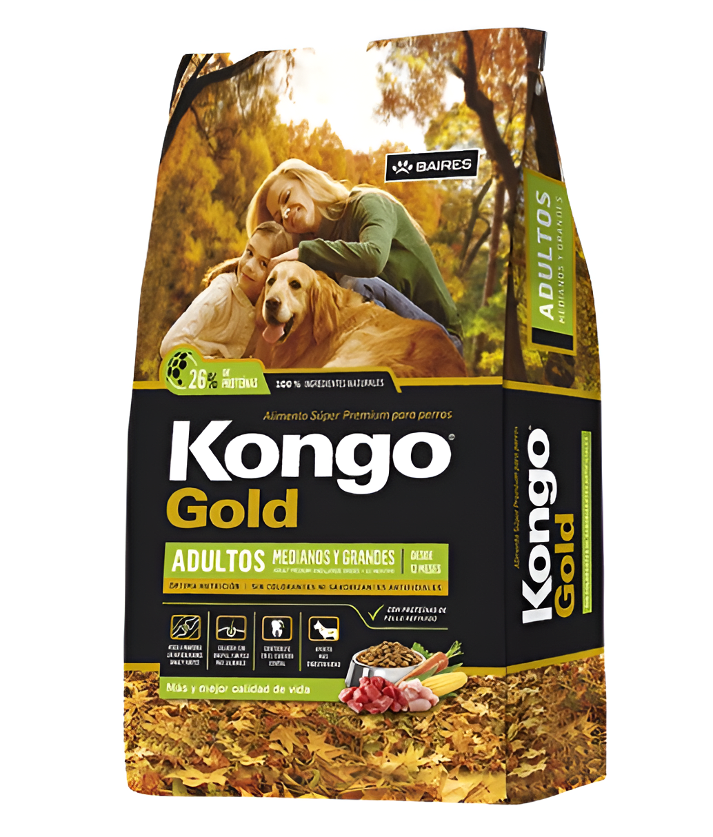 KONGO DOG GOLD ADULT POLLO RAZAS MEDIANAS Y GRANDES 21KG | Valpets
