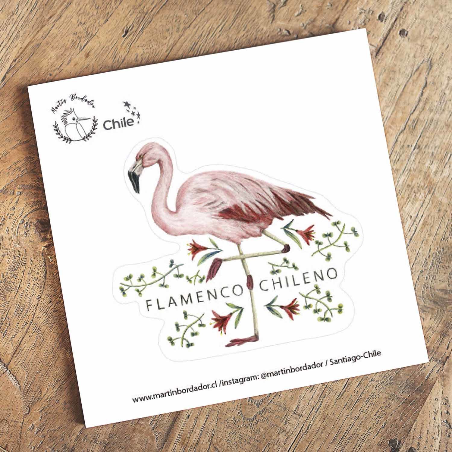 Sticker Flamenco Chileno | Martín Bordador | Kits y Lienzos para bordar