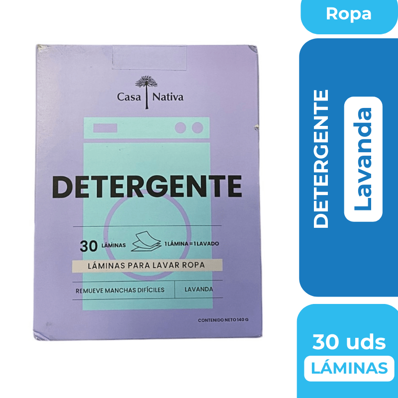 Detergente Láminas para lavar Ropa 30 unidades. Casa Nativa | Limpioteca