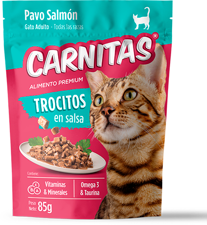 Mimma Carnitas Cat Trocitos Salsa de Pavo y Salmón 85gr | Brisa Pet Shop