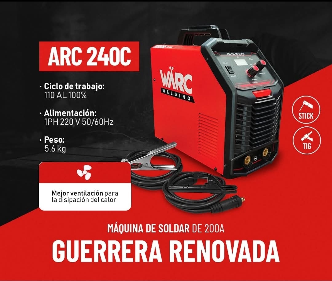 Soldadora Inversora ARC 240C WARC 200 Amp + Careta fotosensible | RPF - Red Peruana de Ferreterías