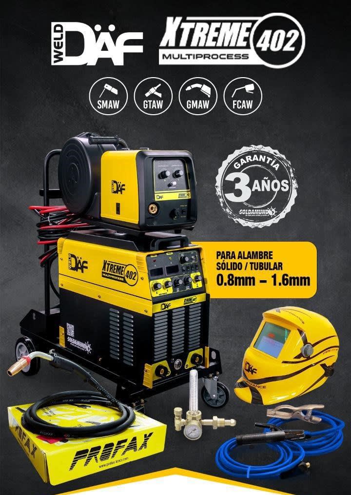 Soldadora XTREME 402 Multiprocesos 400AMP DAF + máscara | RPF
