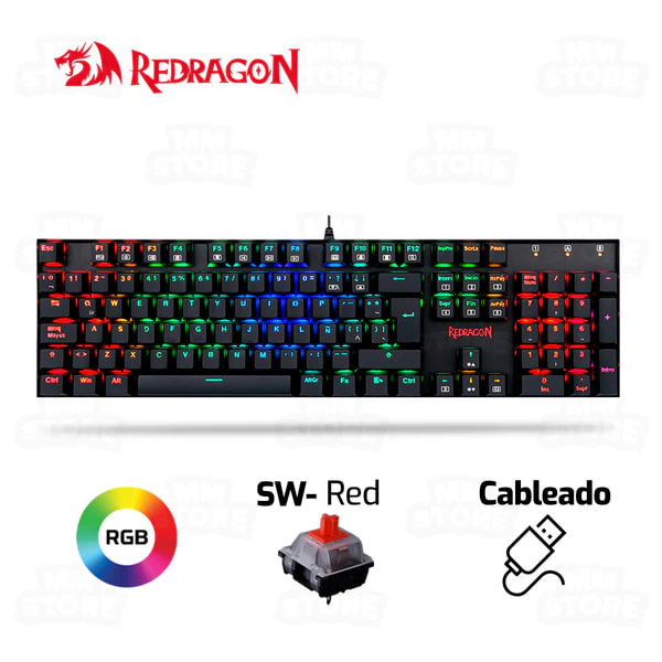 TECLADO MECANICO REDRAGON MITRA K551RGB ESPAÑOL-SPS (SW-ROJO) NEGRO ...