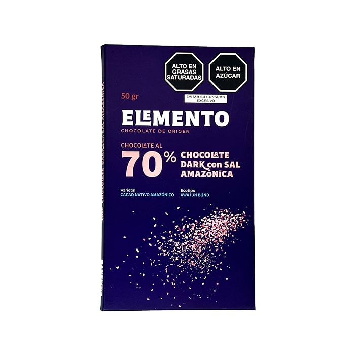 Chocolate Elemento Fusion Con Sal Amazonica 70% Cacao 50 gr | Pica & Peca