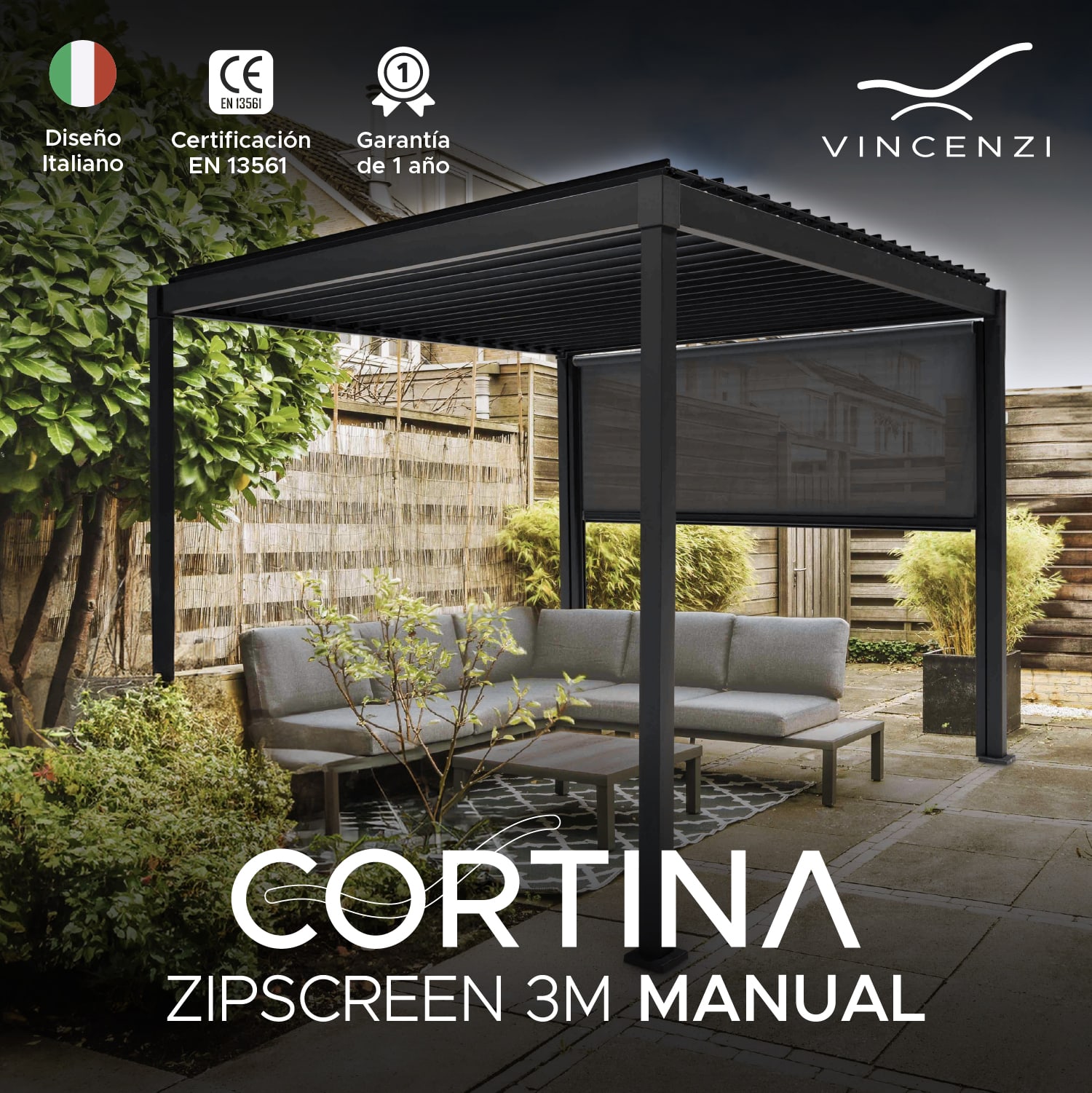 CORTINA MANUAL ZIPSCREEN VINCENZI 3M | Vincenzi