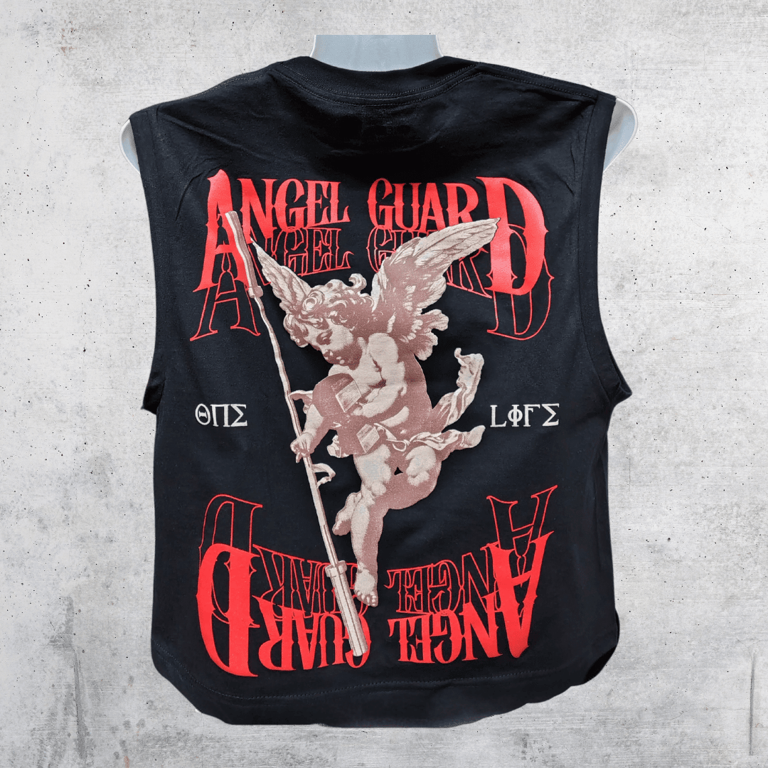 CROP S/MANGAS ANGEL GUARD - NEGRO | One Life