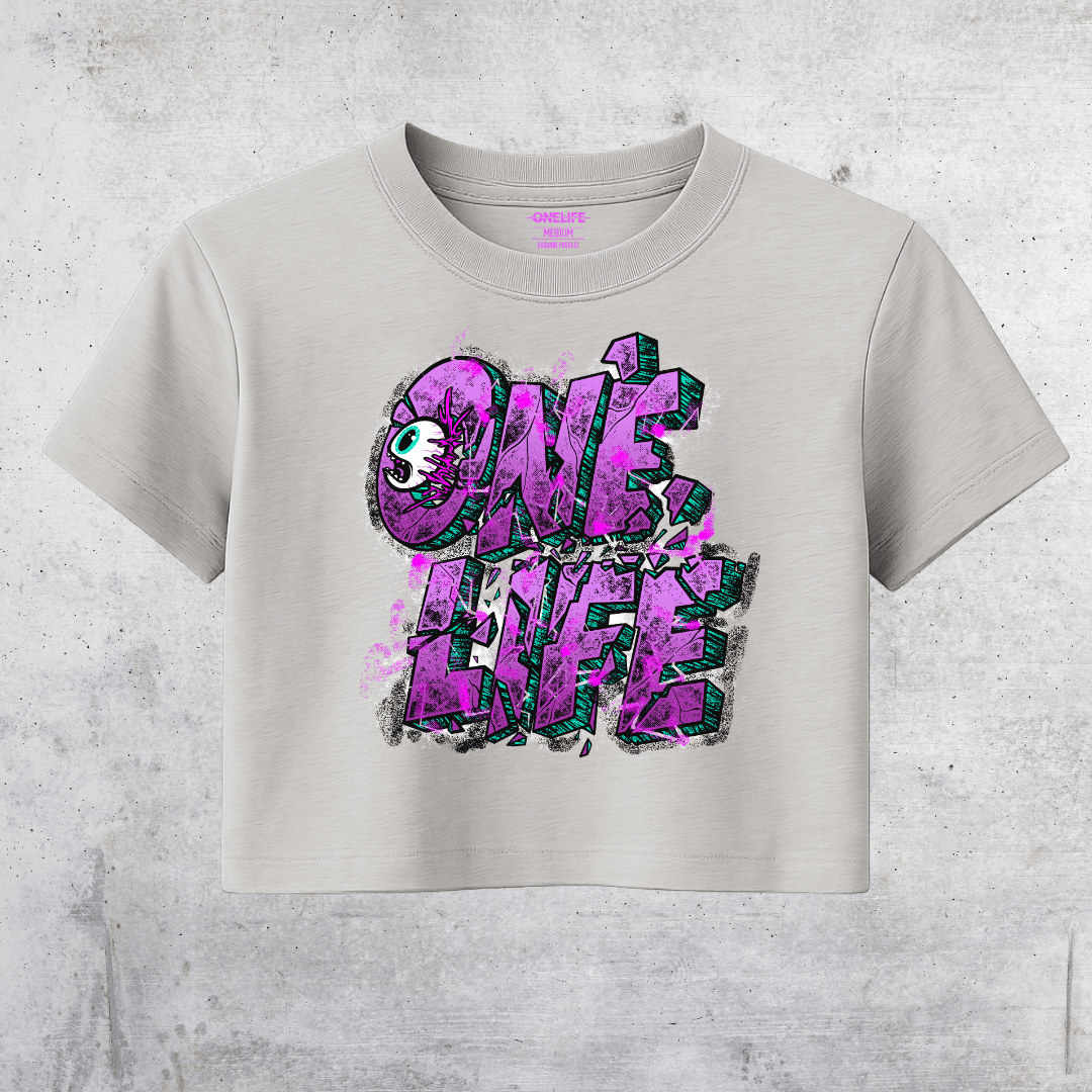 CROP C/MANGAS GRAFFITI - GRIS PERLA | One Life