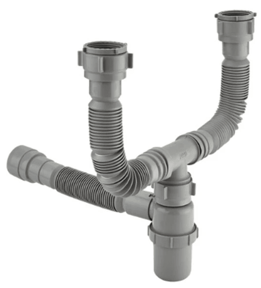 SIFON DOBLE FLEXIBLE TIPO ACORDEON LAVAPLATOS Y LAVAMANOS 1/4 Y 1/2 ...