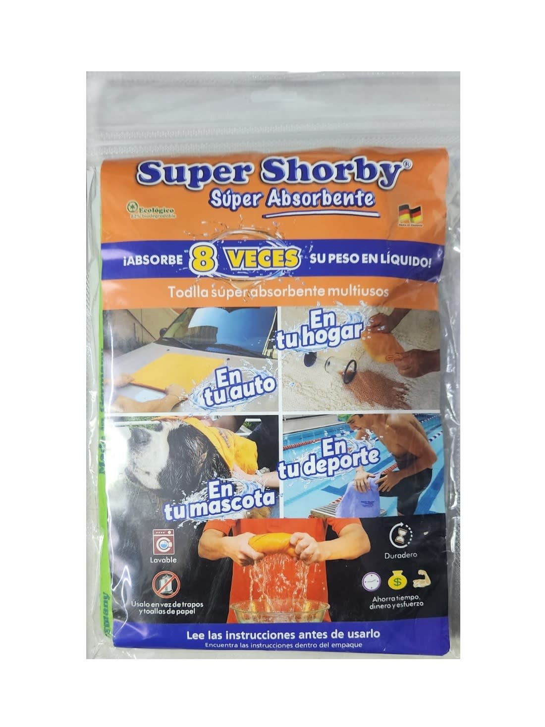 TOALLA SUPER SHORBY VERDE-AMARILLO-MORADO 50X60CM | FERRETERIA LUCAS