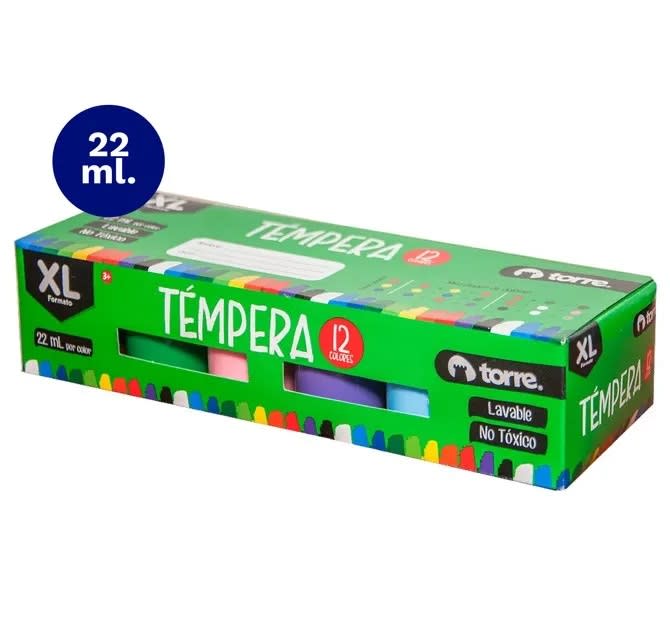 TEMPERAS 12 COLORES 22 ML TORRE | FERRETERIA LUCAS