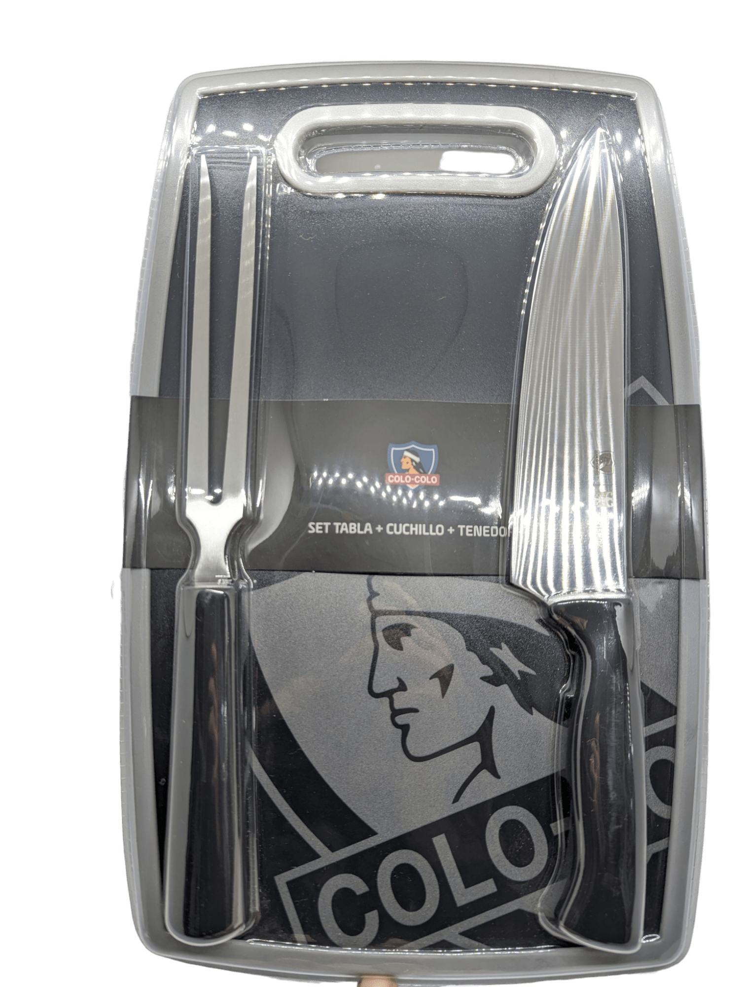 SET TABLA + CUCHILLO + TENEDOR COLO COLO | CYBERLOCURA.COM