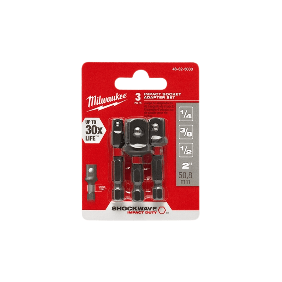 Set 3 Piezas Adaptadores Shockwave 1/4", 3/8", 1/2" MILWAUKEE 48-32 ...