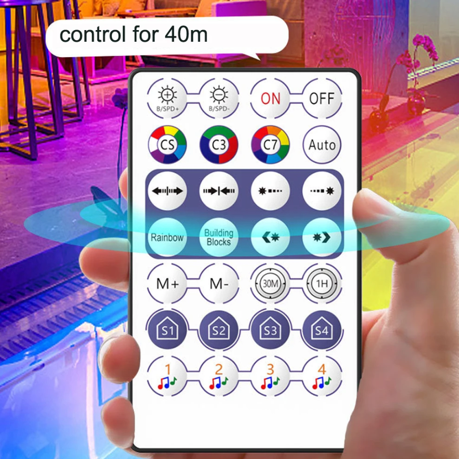 Control Remoto RF/Bluetooth para Cinta Digital RGB Sensor Musical 28Key ...