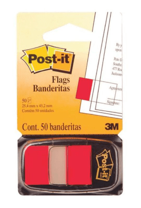 BANDERITAS ADHESIVAS 3M POST-IT ROJO 50 HOJAS | comercial warmi