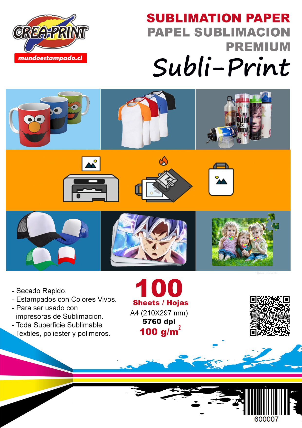 SUBLIMACION TAMAÑO A4 100 UNIDADES MOD SUBLIPRINT | Crea-Print Ltda