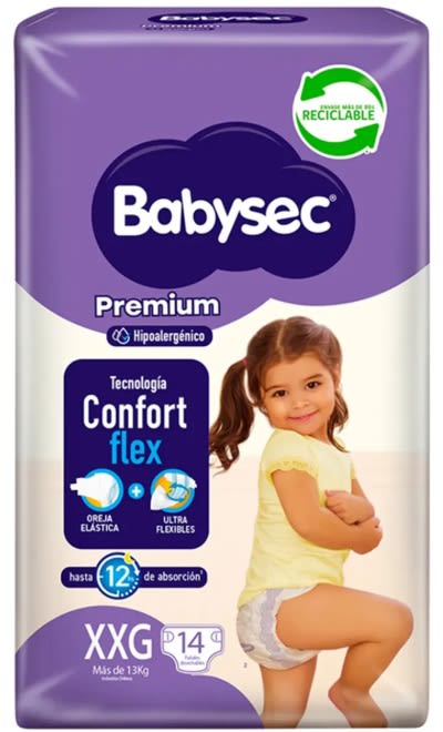 BABYSEC PAÑAL PREMIUM TAMAÑO XXG 14 UN | COMERCIAL BRILLEZA