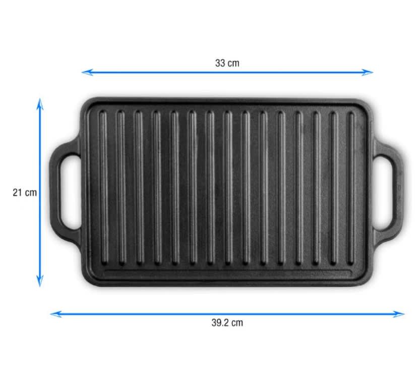 Plancha Reversible Hierro Fundido Precurado 33 x 21 cm, Victoria | Bosques del Zar