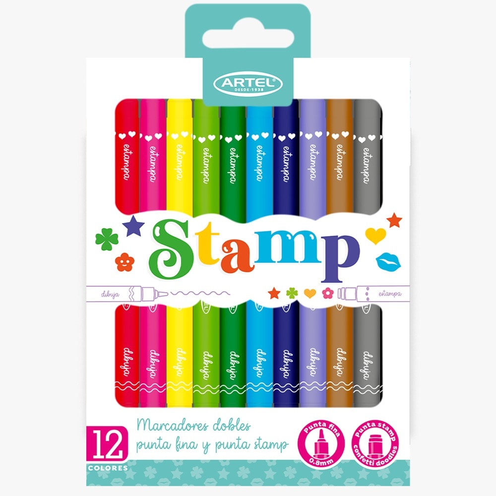 Artel Set 12 Marcadores Stamp Confetti Doble Punta AT74698 ...
