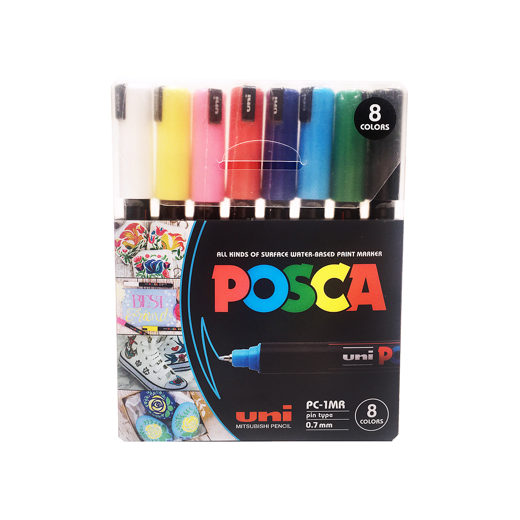 Posca set 1mr por 8 unidad colores basicos | distribuidoraylibreriaabsa