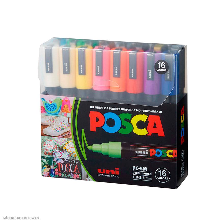 Posca set 5m por 16 unidades colores básico | Distribuidora y Librería Absa