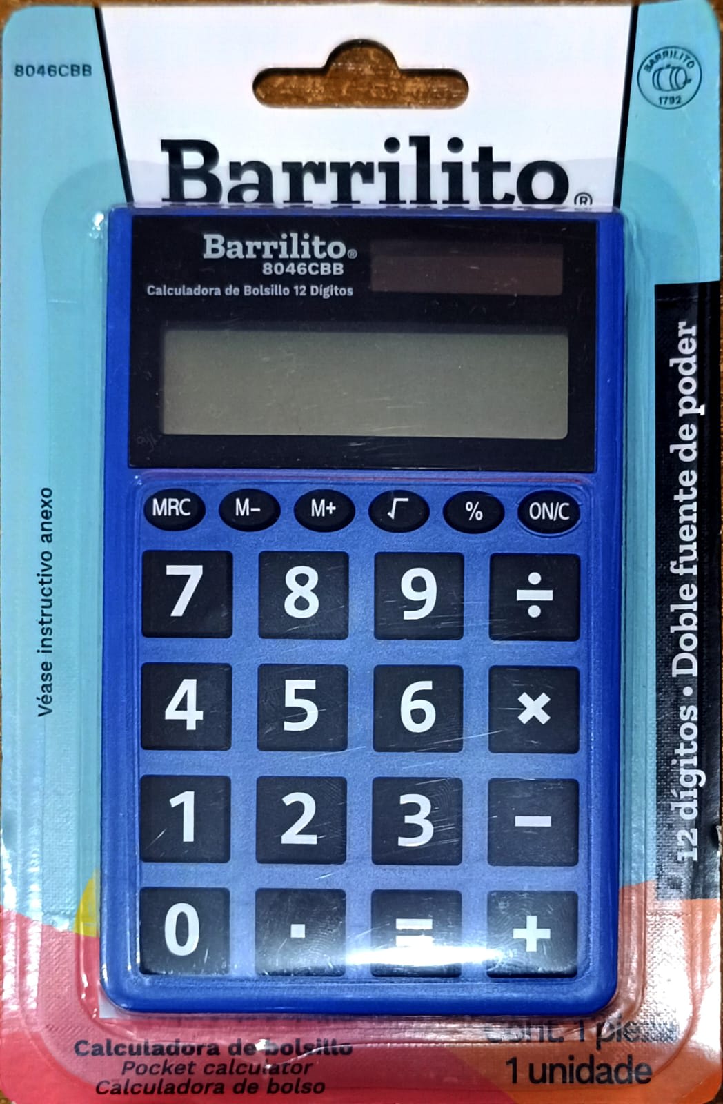 Barrilito Calculadora De Bolsillo 12 Digitos 8046cbb Distribuidora Y