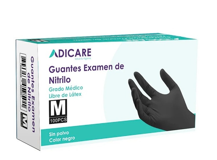 Adicare Guantes Desechables Nitrilo Negro Talla M | Distribuidora y ...