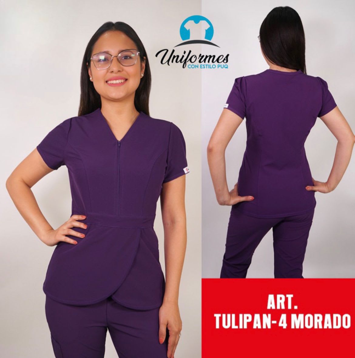 DELANTAL TULIPAN ANTIFLUIDOS MORADO | Uniformes con estilo