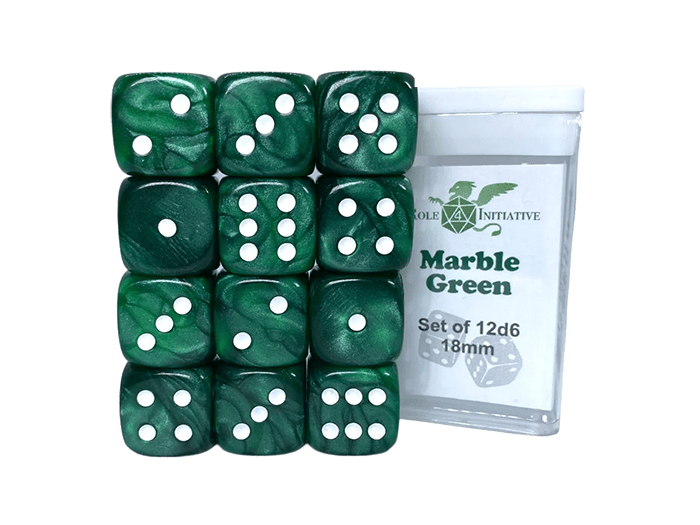 Set 12d6 Marble Green w/ White | FERRET GAMES SPA