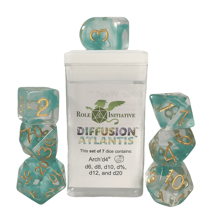 Set 7 Dice w/ Arch'd4: Diffusion Atlantis | FERRET GAMES SPA