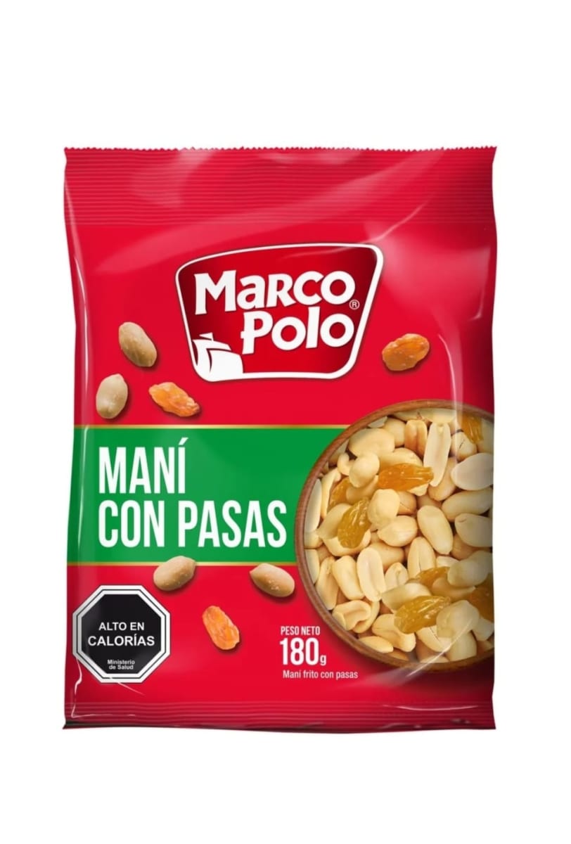 Maní con Pasas Marco Polo 180 gr. | QuesosyCecinas
